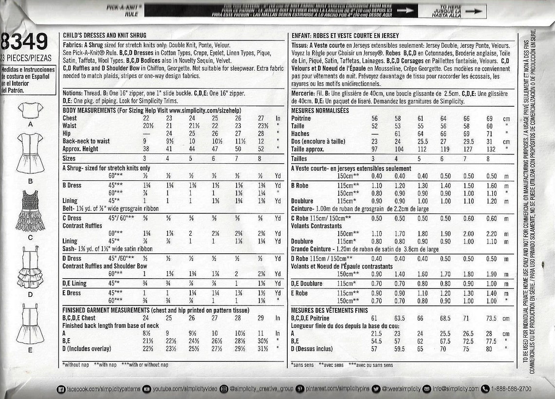 Simplicity Pattern 8349 American Girl Child's Dress and - Etsy