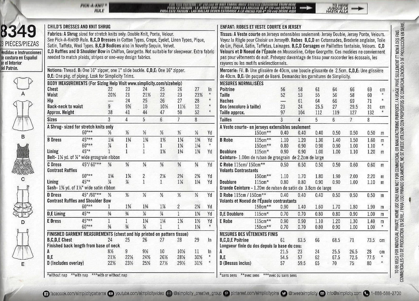 Simplicity Pattern 8349 American Girl Child's Dress and - Etsy