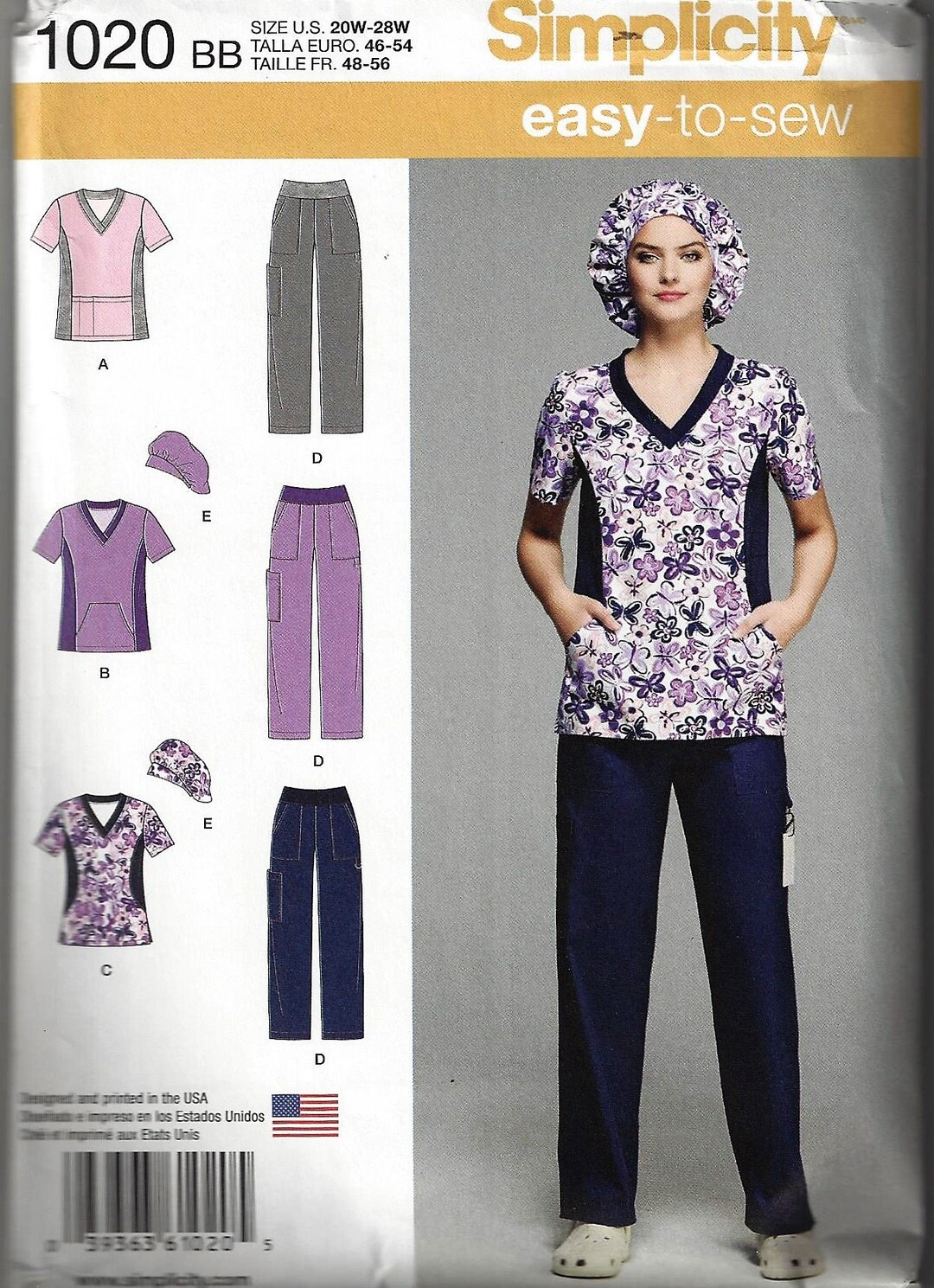 Simplicity Pattern #1020~misses Scrubs~sz 10-18~uncut Factory Folded - Etsy