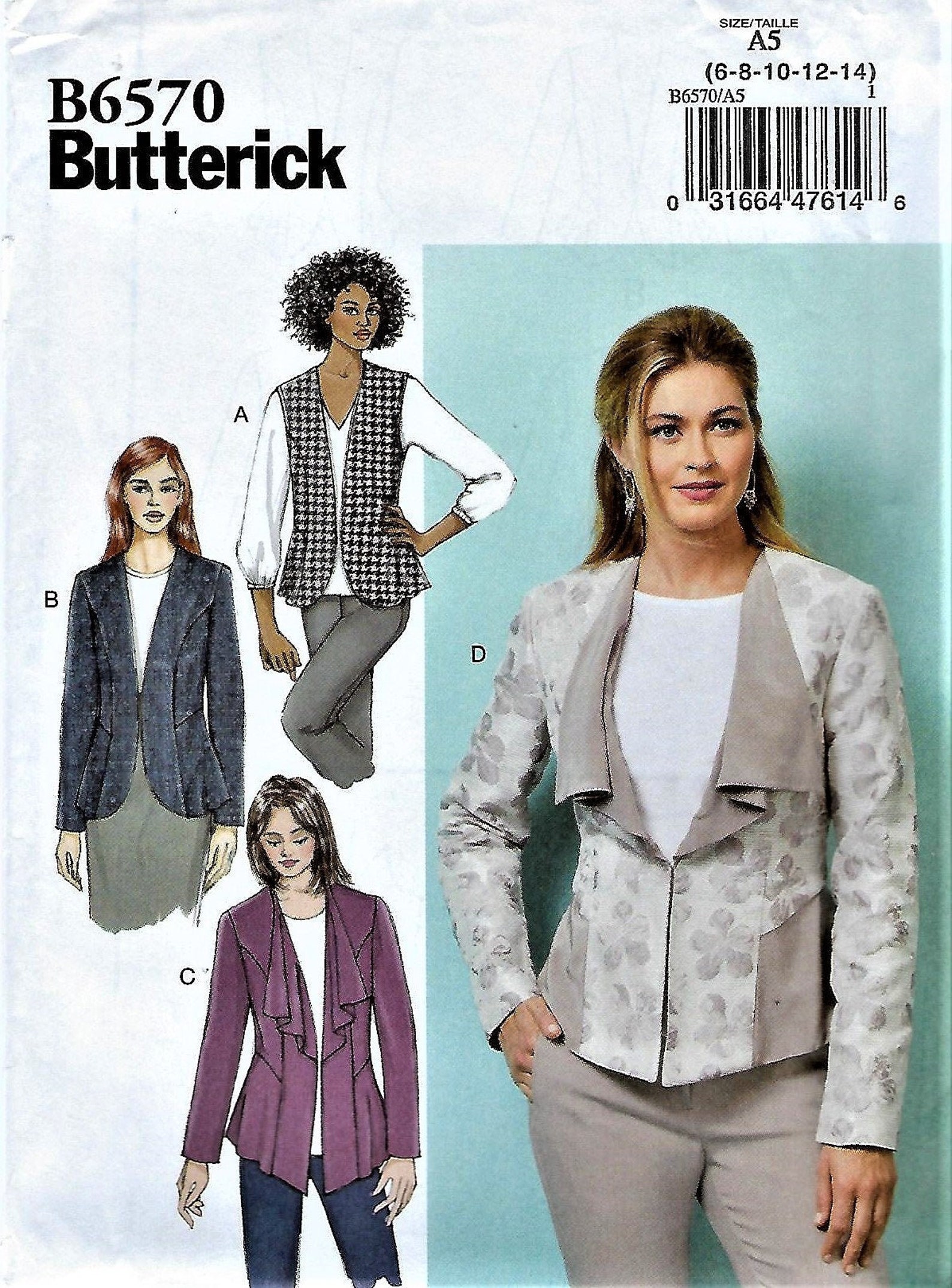 Butterick Pattern #b6570~misses Fitted, Lined Vest and Jacket~misses ...