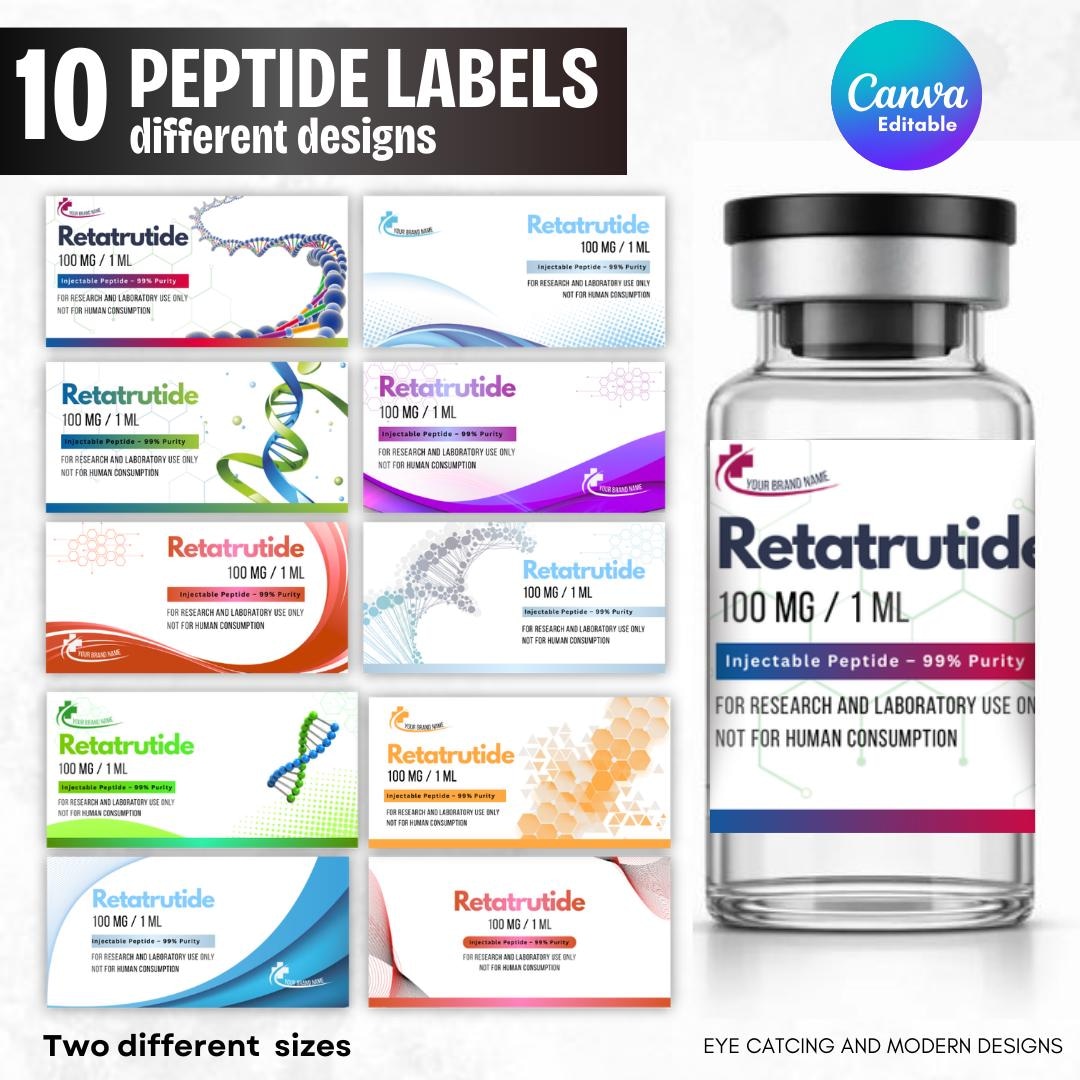 Peptide Labels Templates, Retatrutide Labels, Peptide Therapy Labels ...