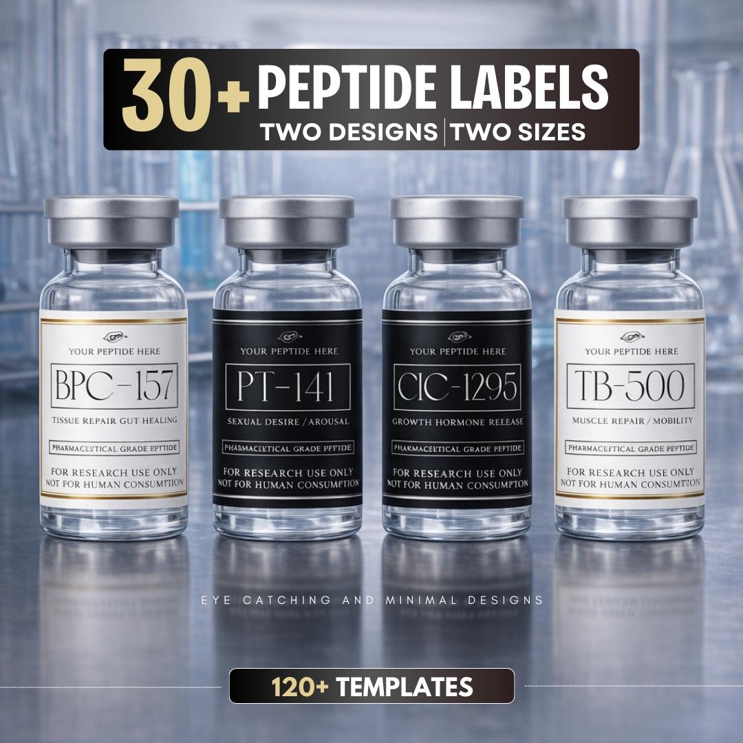 30 Peptide Labels Templates, Peptide Therapy Labels, Printable Peptide ...