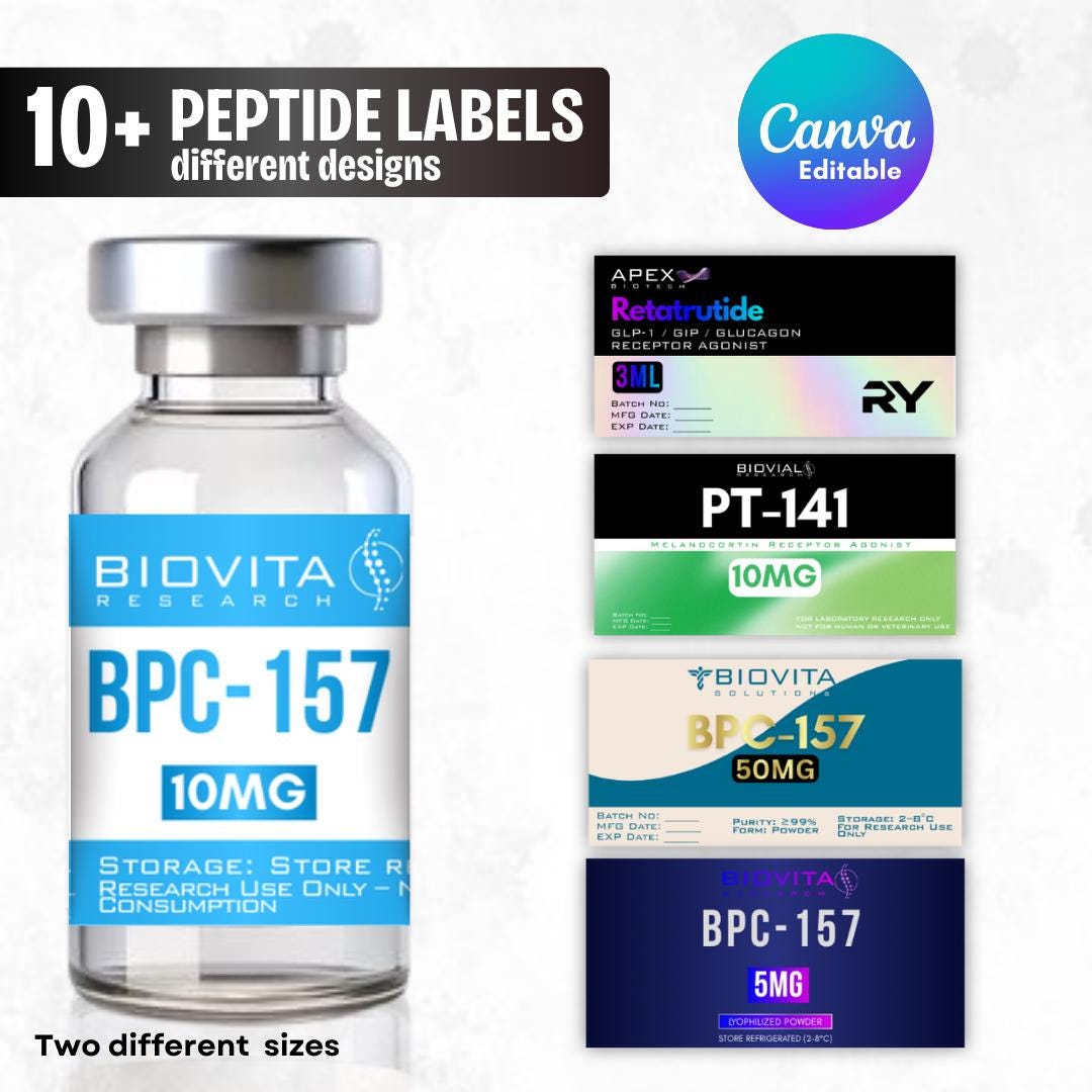 Peptide Labels Templates, Vial Labels, Peptide Therapy Labels ...