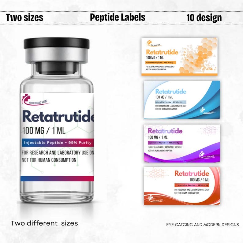 Peptide Labels Templates, Retatrutide Labels, Peptide Therapy Labels ...