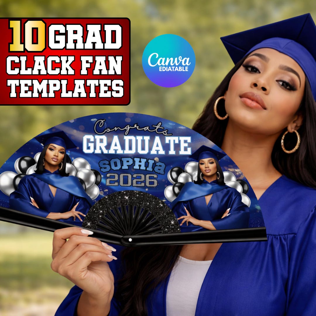 Graduation Clack Fans Templates Bundle, Clack Fan Mockup, Editable ...
