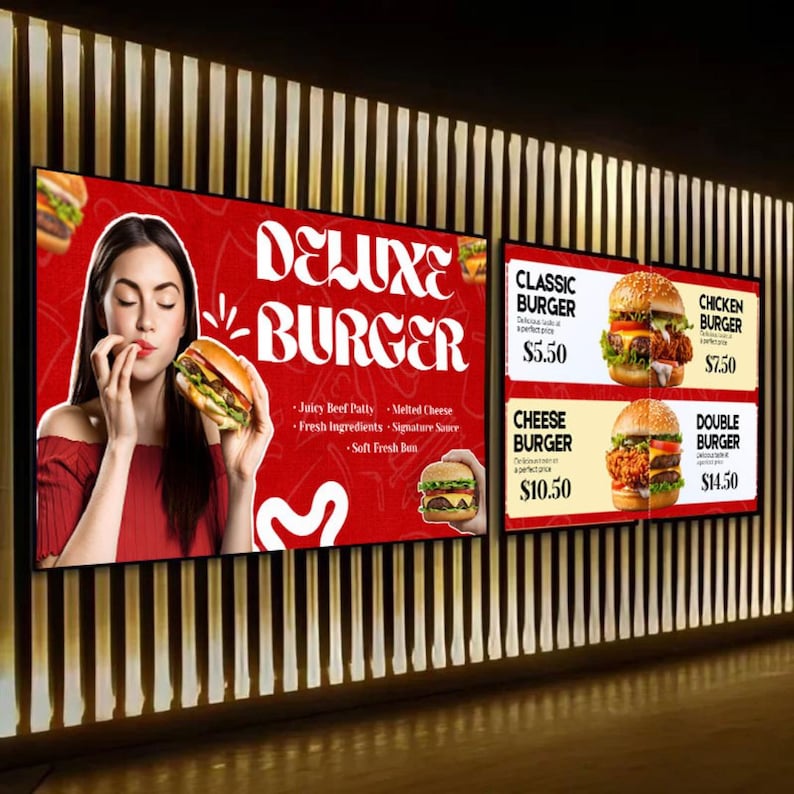 Burger Menu TV Board Template, Animated Burger TV Screen Menu, Fast ...
