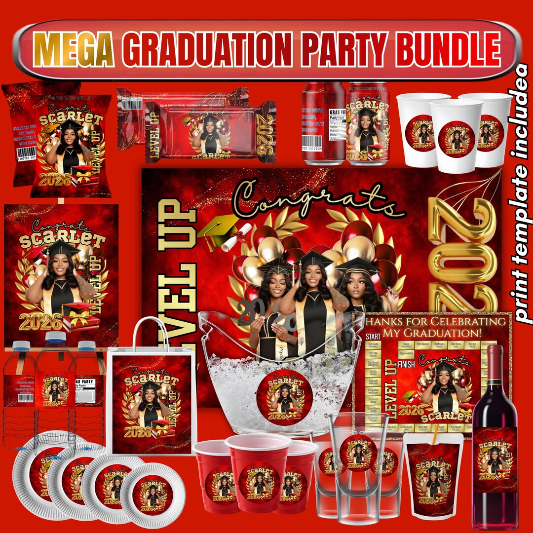 Red Graduation Bundle, Party Favors, Graduation Decor, Graduation ...