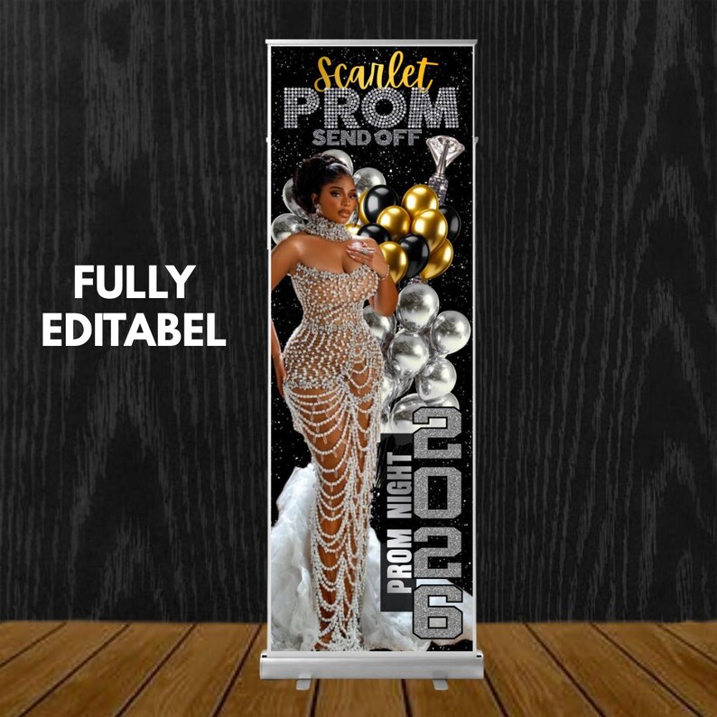 05 Prom Banner Canva Templates, Silver Prom Send off Templates, Prom ...