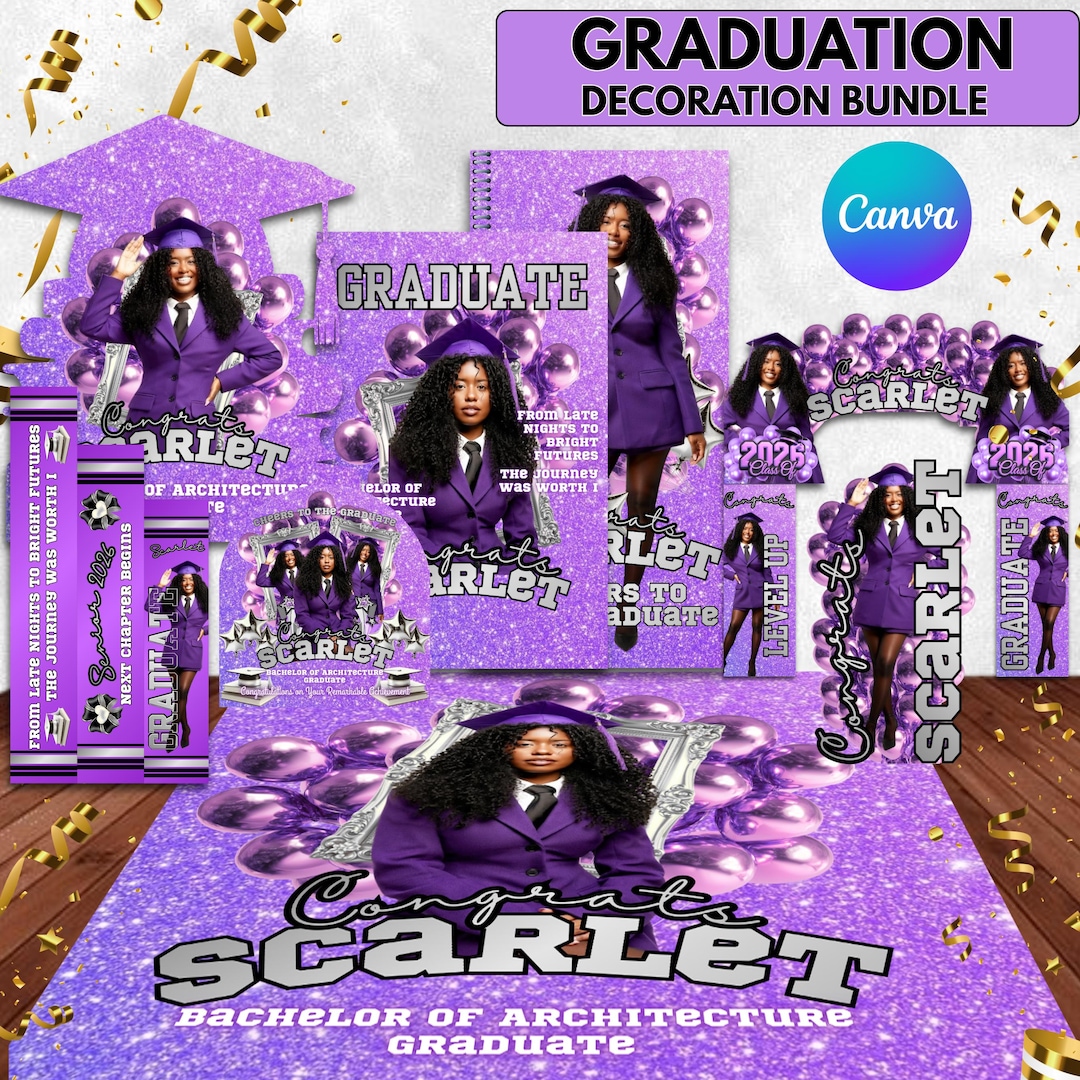 Purple Graduation Bundle, Graduation Decor, Class of 2026, Grad ...