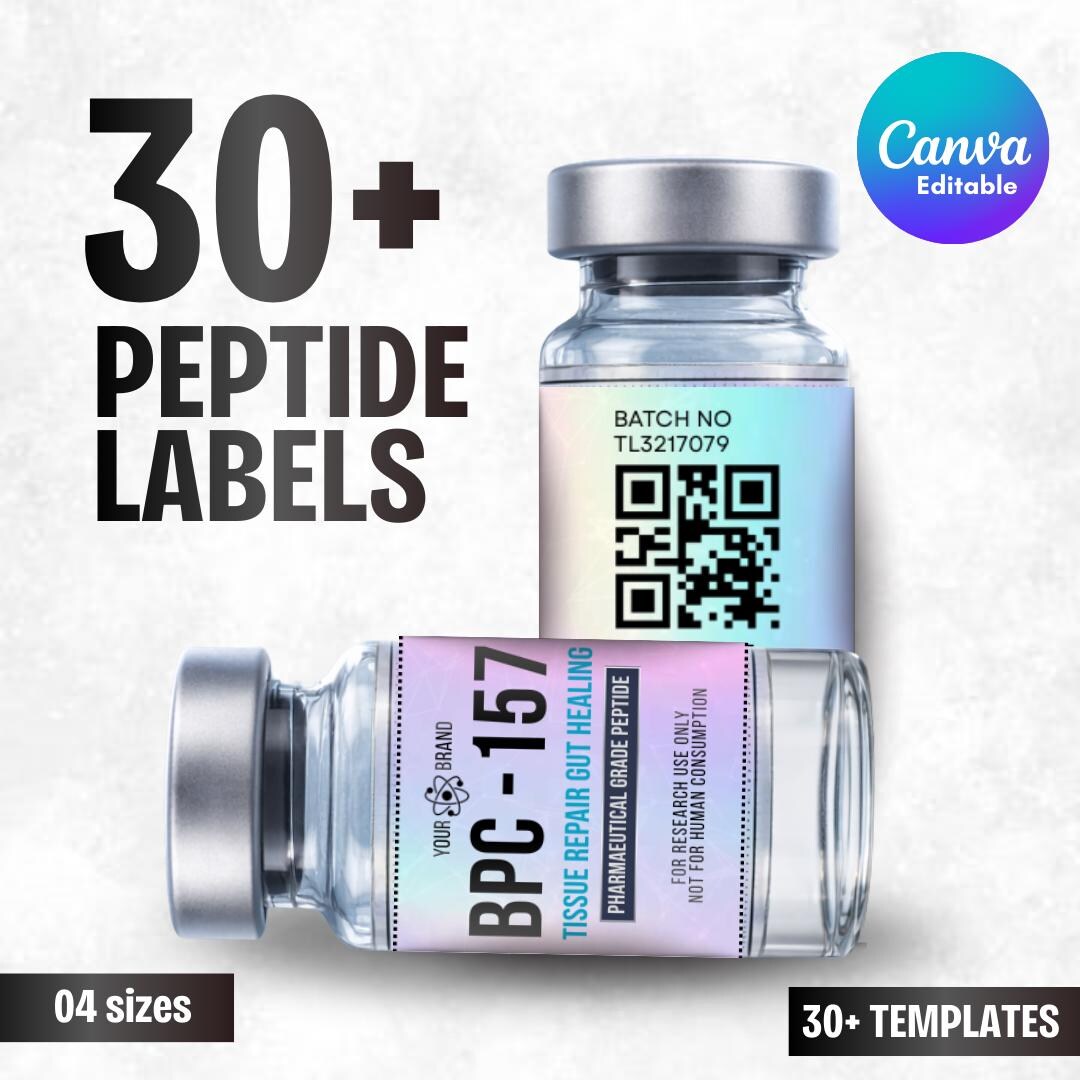 Holographic Peptide Vial Labels, QR Code Templates (digital Download ...