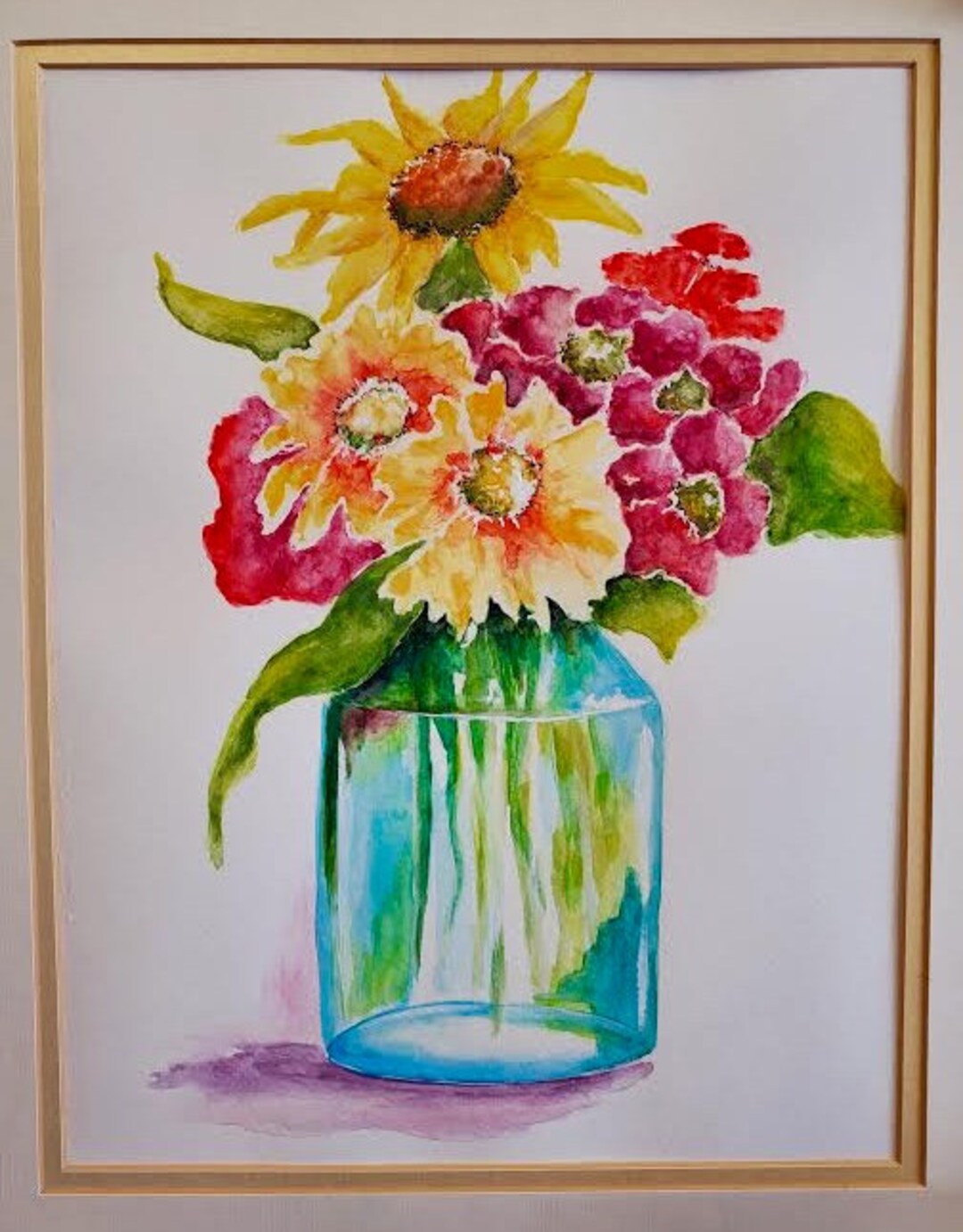 Watercolor Flowers in a Mason Jar - Etsy