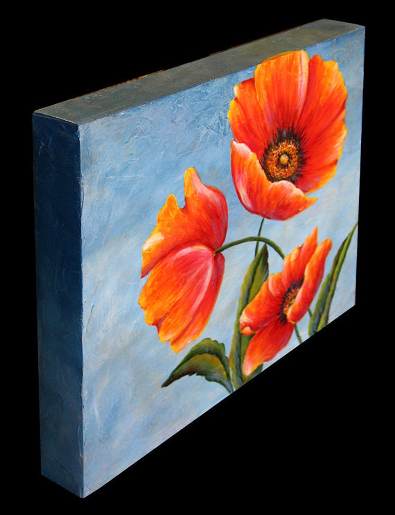 THREE POPPIES: an Original Acrylic Painting - Etsy