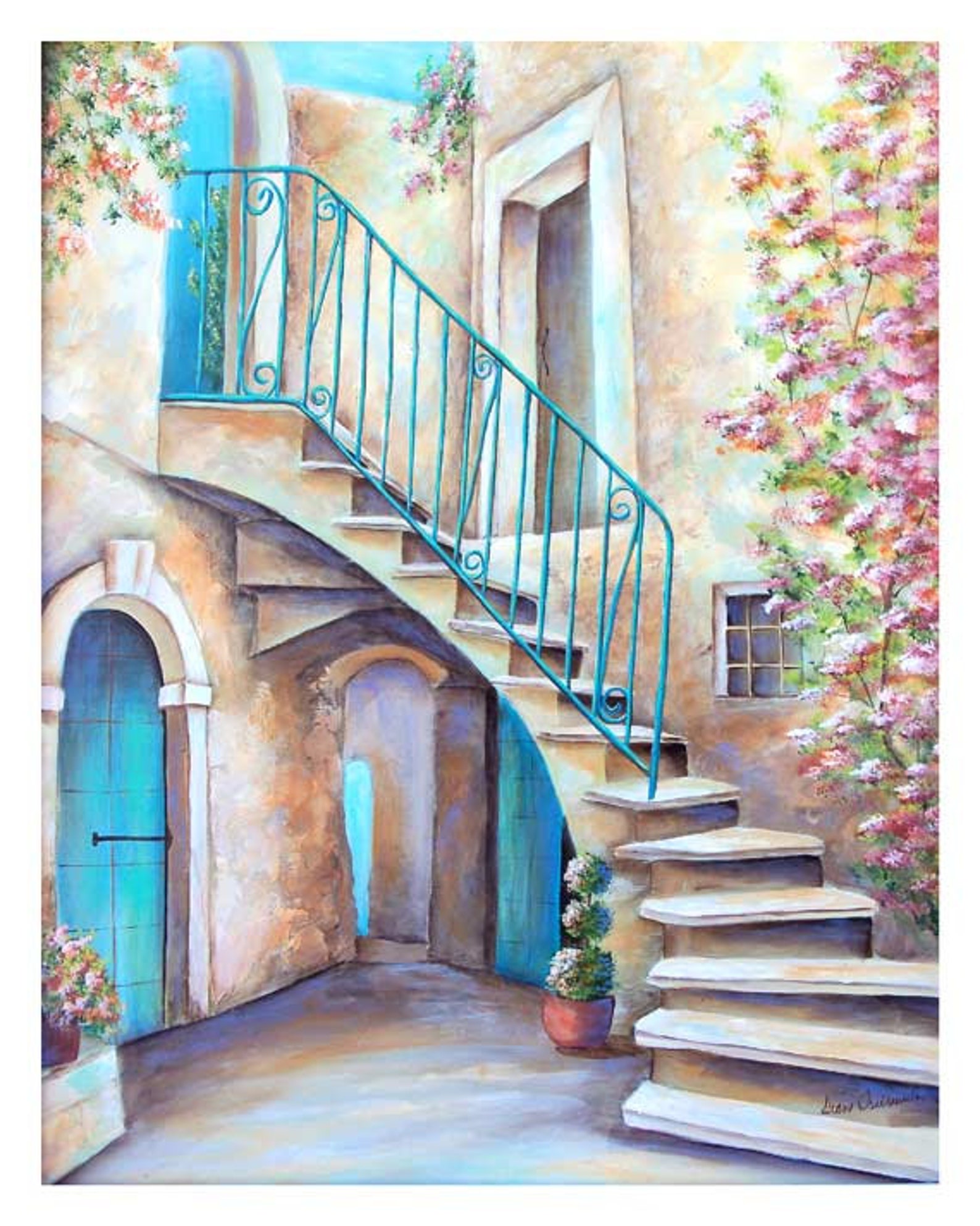 COURTYARD AT VILLA, an Original Acrylic Painting - Etsy