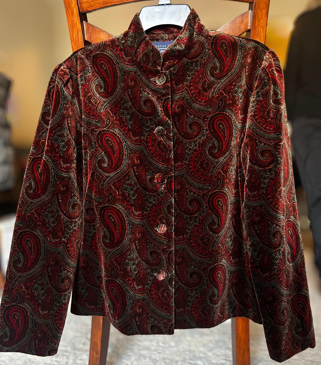 Vintage Burgundy Velvet Paisley Jacket – Catherine Stewart 90s ...