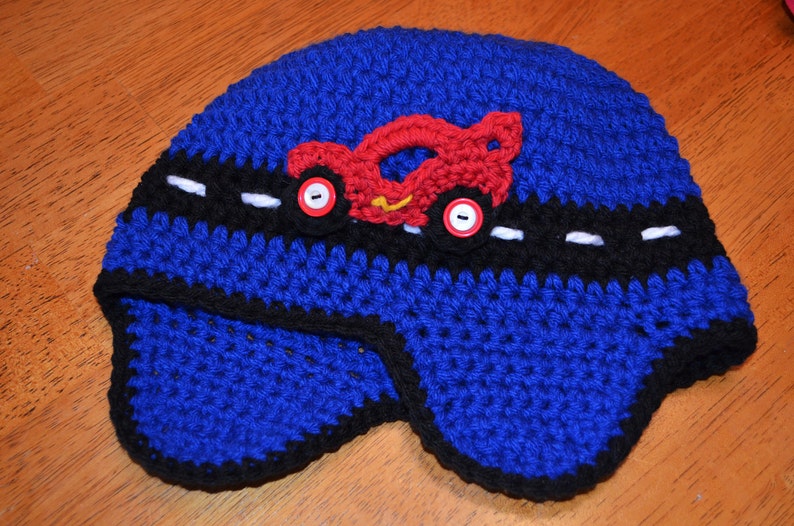 Crochet - RACE CAR HAT With Earflaps - Etsy