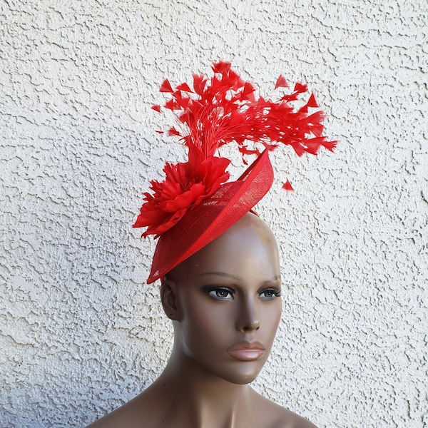 Red Fascinator - Etsy