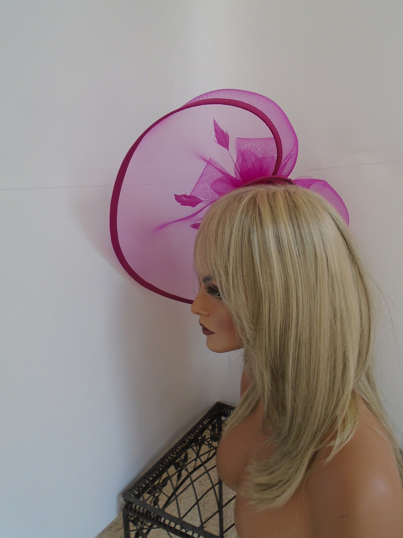 Hot Pink Crinoline Fascinator With Feathers - Etsy