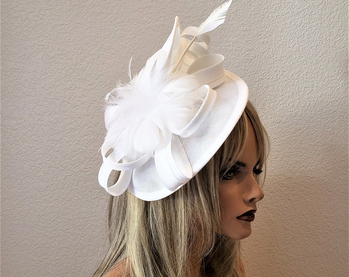 White Fascinator - Etsy