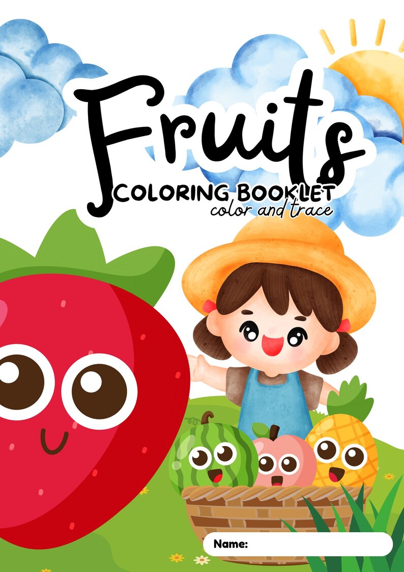 A Booklet for Children to Learn the Names of Fruits and Color Them. - Etsy