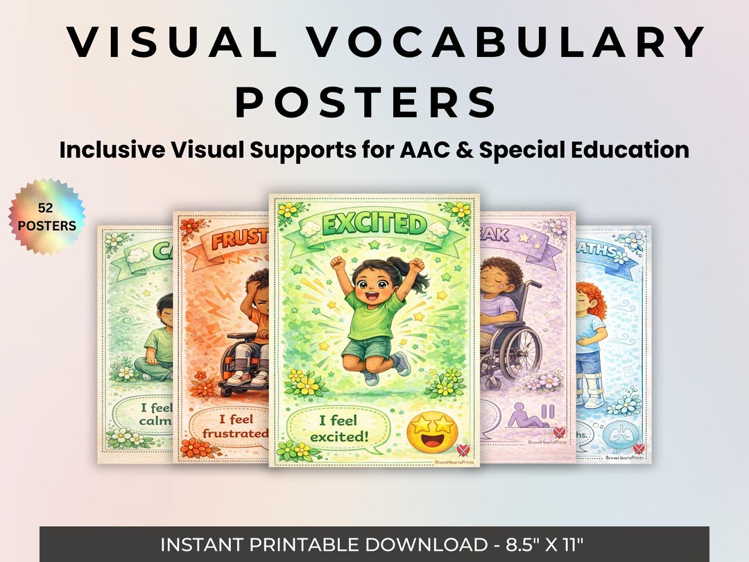 52 Visual Vocabulary Posters | AAC Communication | Special Education ...