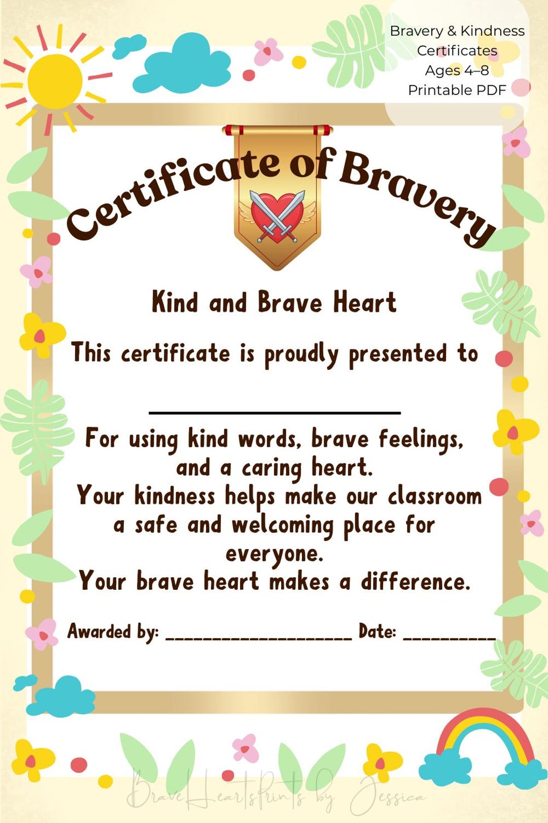 Printable Bravery Certificates | 12 SEL Awards | Special Ed Inclusive ...
