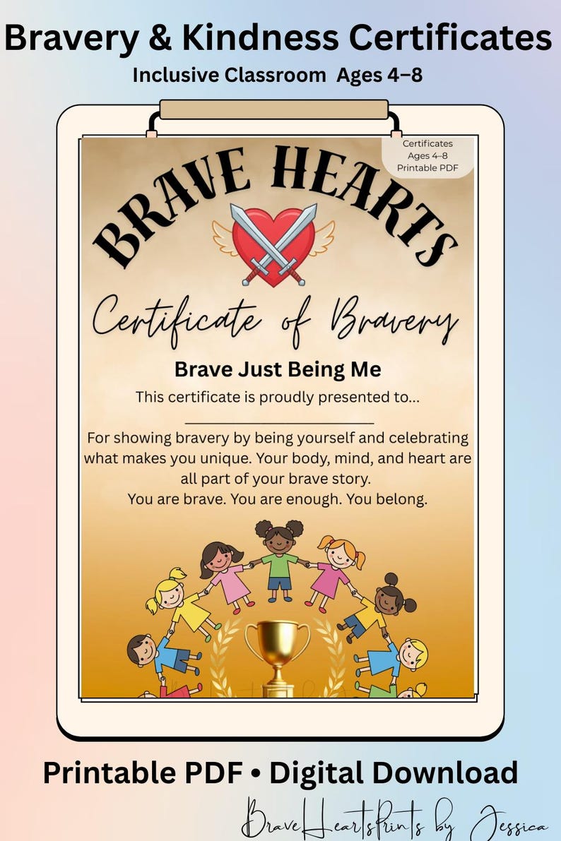 Printable Bravery Certificates | 12 SEL Awards | Special Ed Inclusive ...