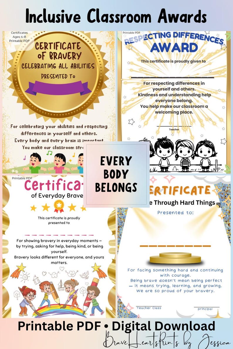 Printable Bravery Certificates | 12 SEL Awards | Special Ed Inclusive ...