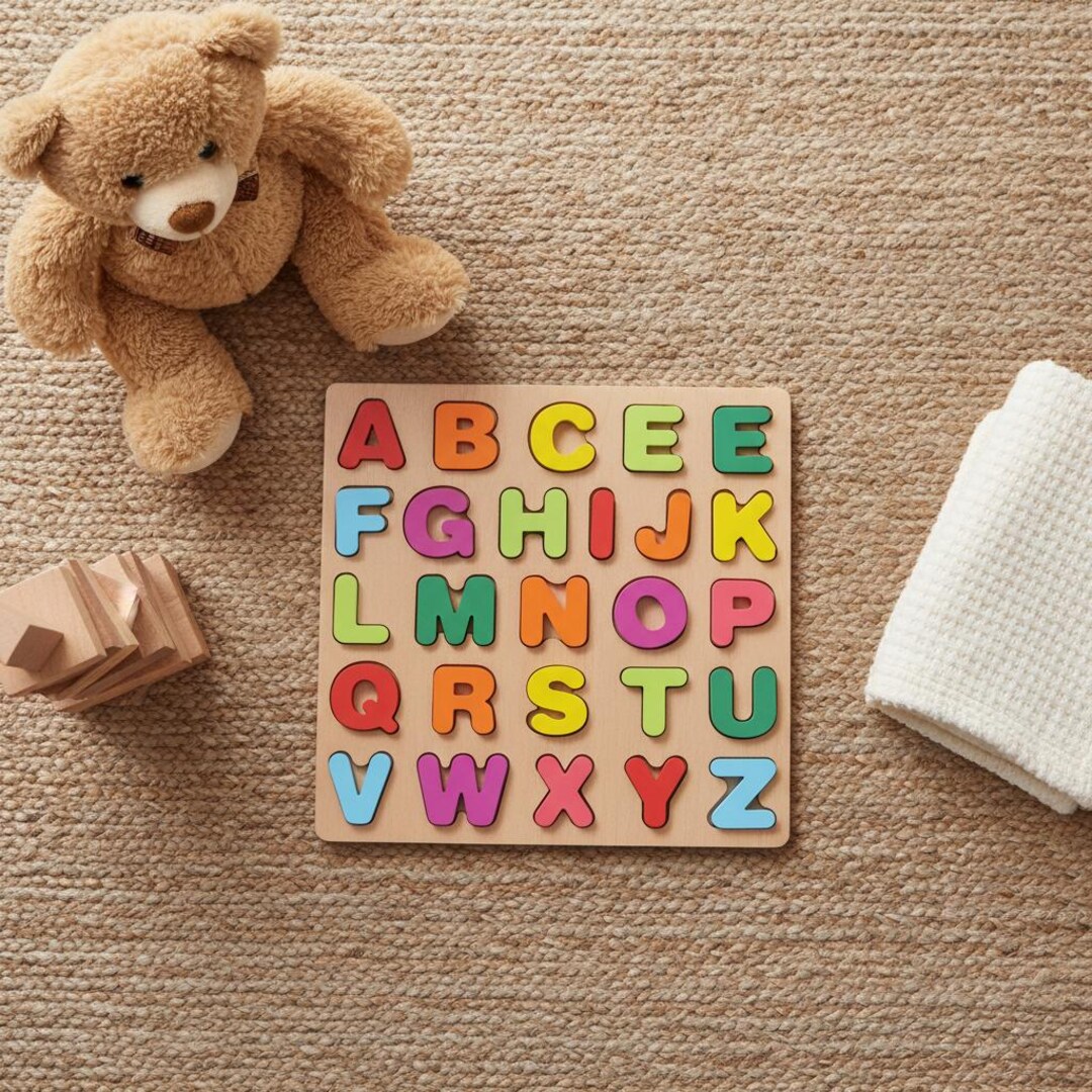 Montessori Wooden Alphabet & Number Puzzle Set for Toddlers ...
