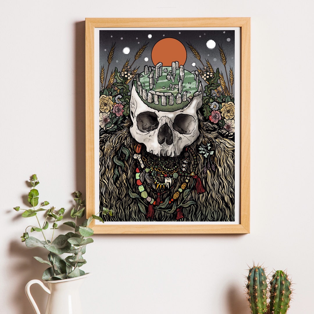 Skull Shaman Illustration A4 Art Print - Etsy
