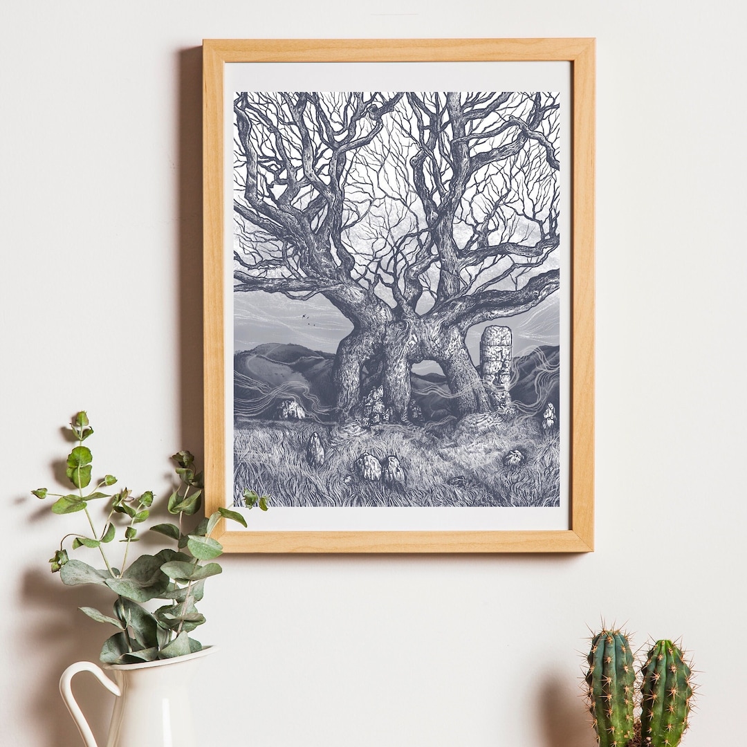 Ancient Sacred Oak Tree Illustration Art Print A4 - Etsy