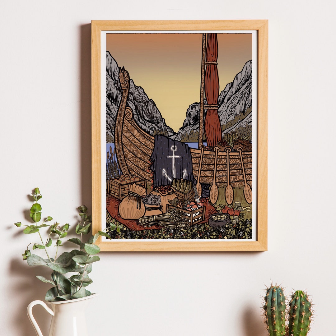 The Anchor Sail Boat Viking Ship Lenormand Tarot Oracle Illustration ...