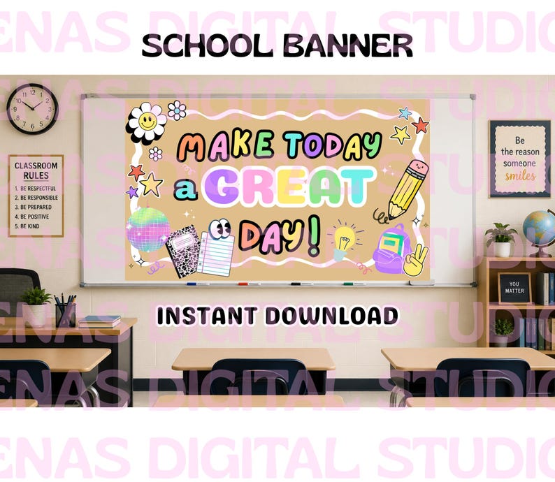 Make Today A Great Day Class Room Banner Template Colorful Elementary ...
