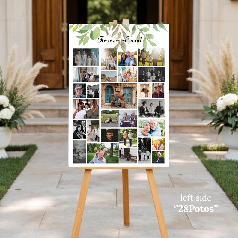 Funeral Photo Collage for Father Welcome Sign Funeral Template Green ...