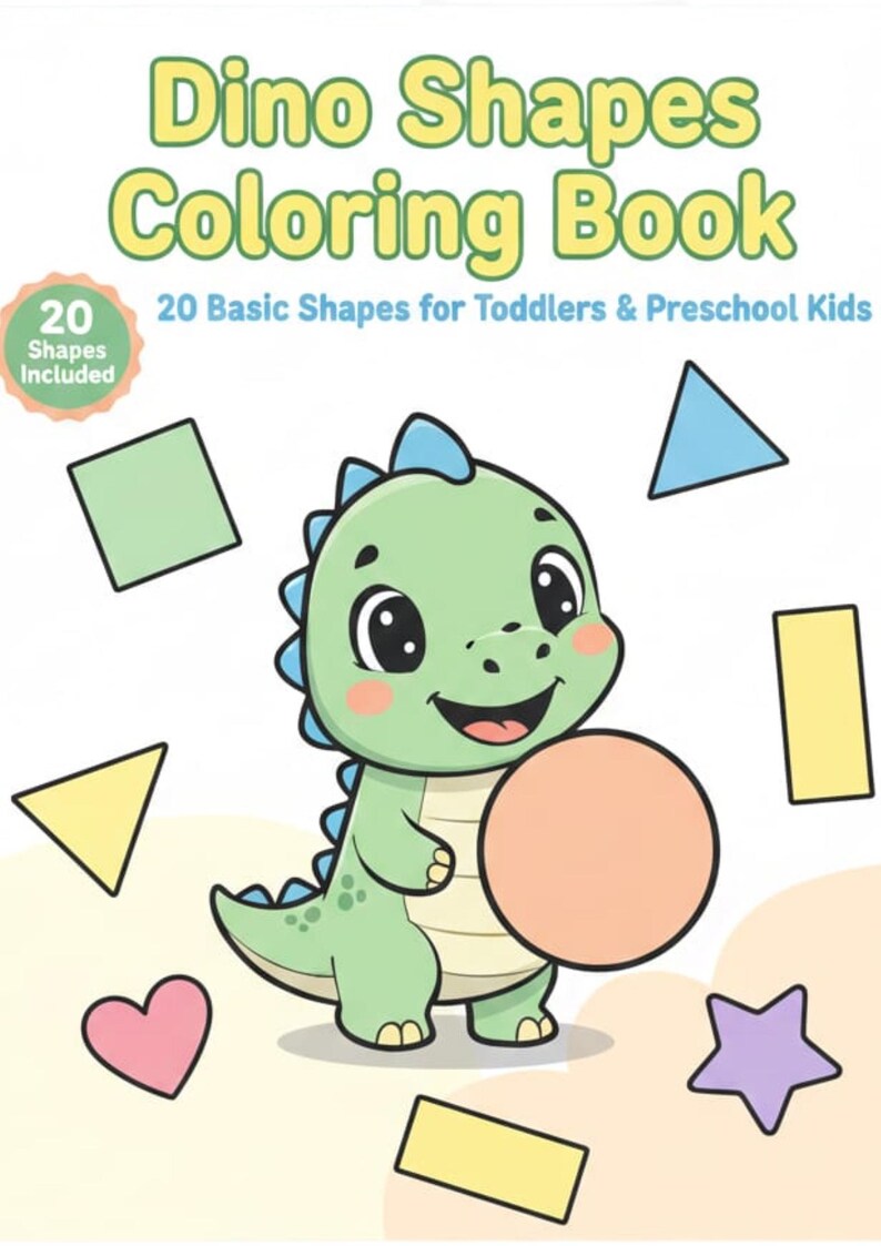 Dino Shapes Coloring Book: 20 Basic Shapes for Toddlers (digital ...
