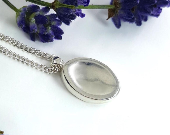 Worry Stone Pendant in Sterling Silver, Silver Worry Stone Necklace ...