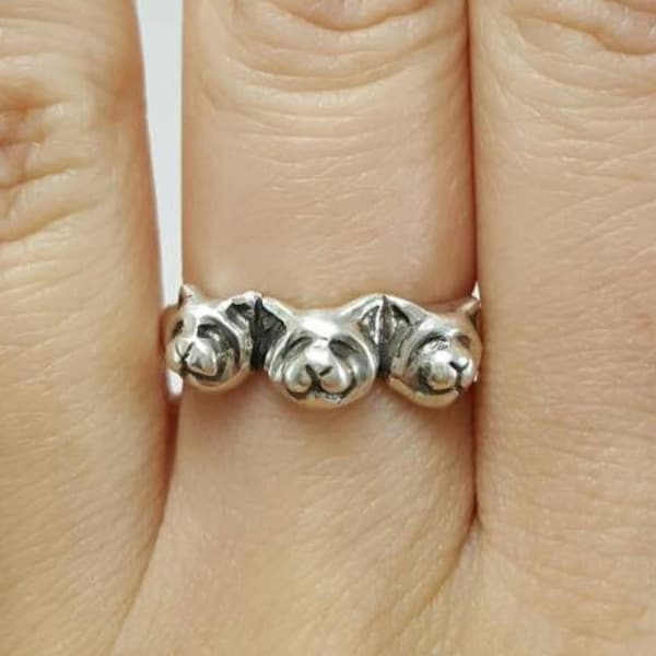 Sterling Silver Cat Ring - Etsy