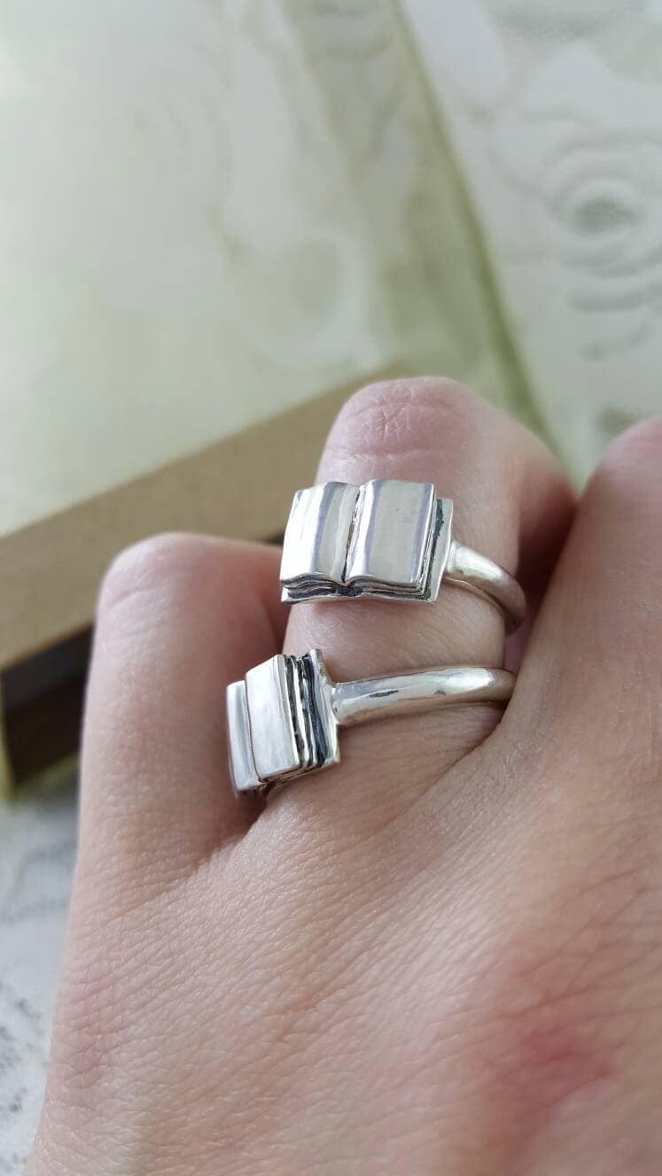 Open Book Ring in Sterling Silver Handmade Silver Book Ring | Etsy