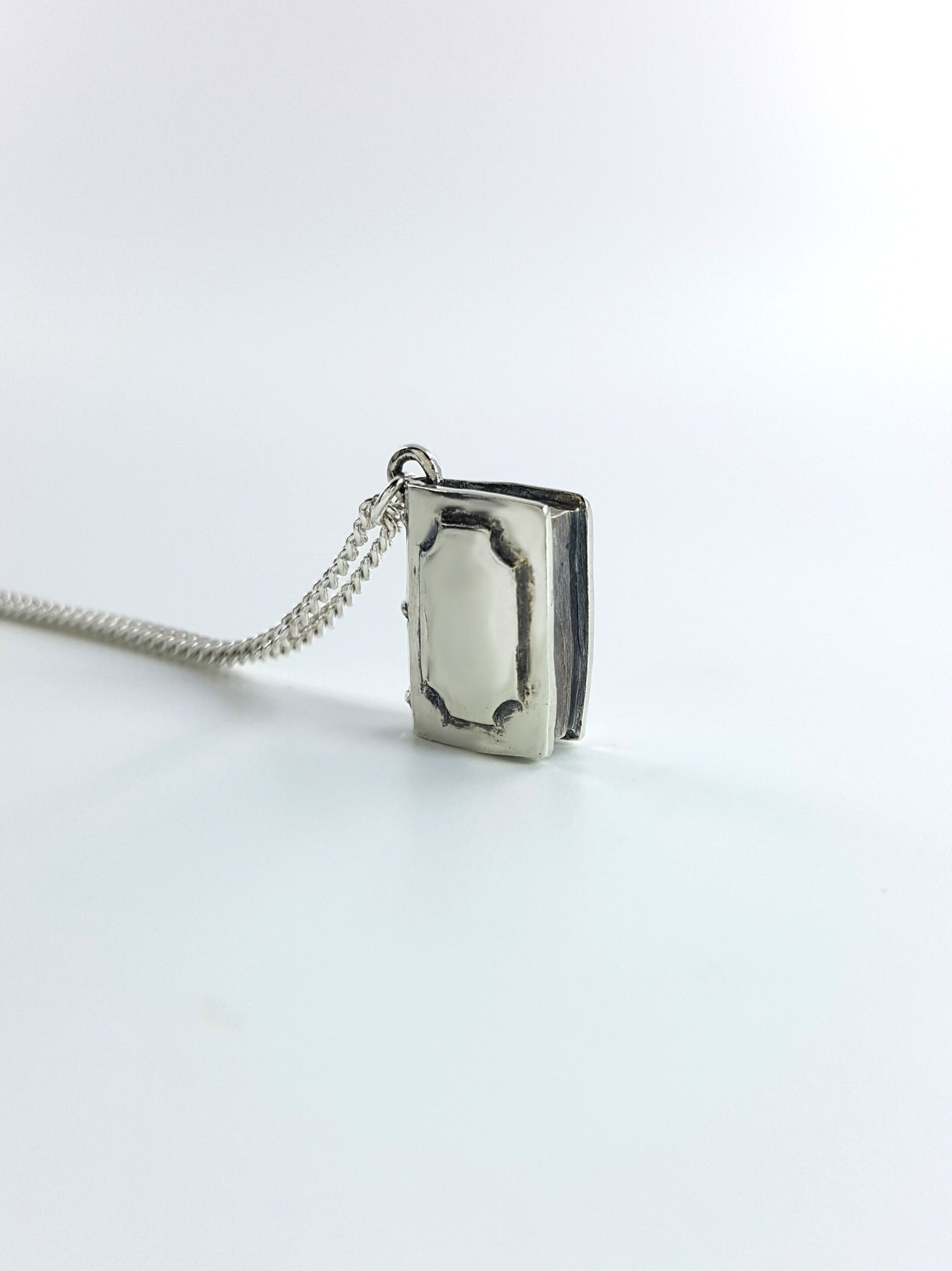 Mini Book Necklace Sterling Silver Book Pendant book lover | Etsy
