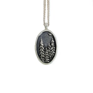 Forest Necklace in Sterling Silver, Silver Pine Tree Necklace, Forest ...