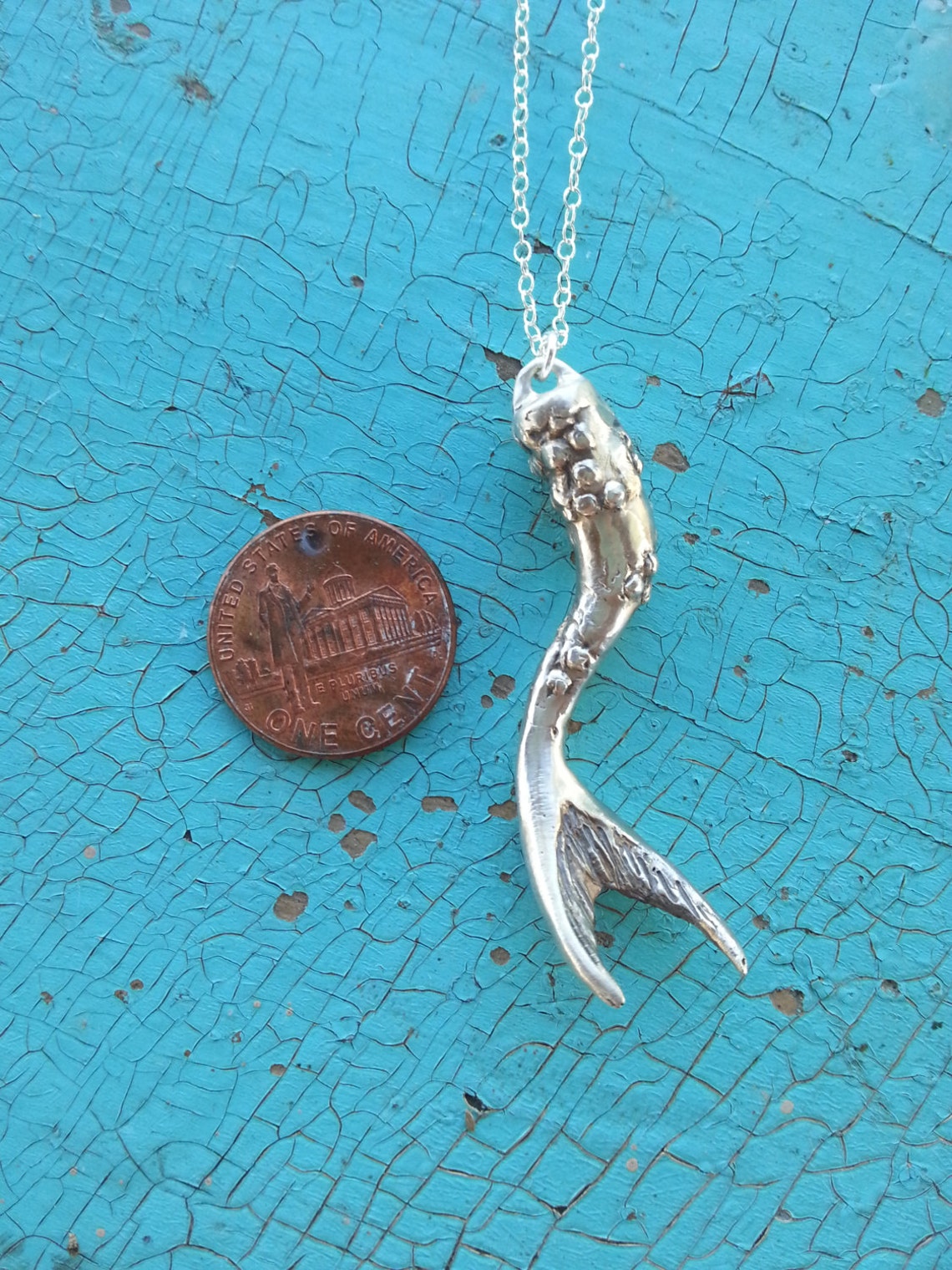 Large Sterling Silver Mermaid Tail Pendant Necklace Handmade - Etsy
