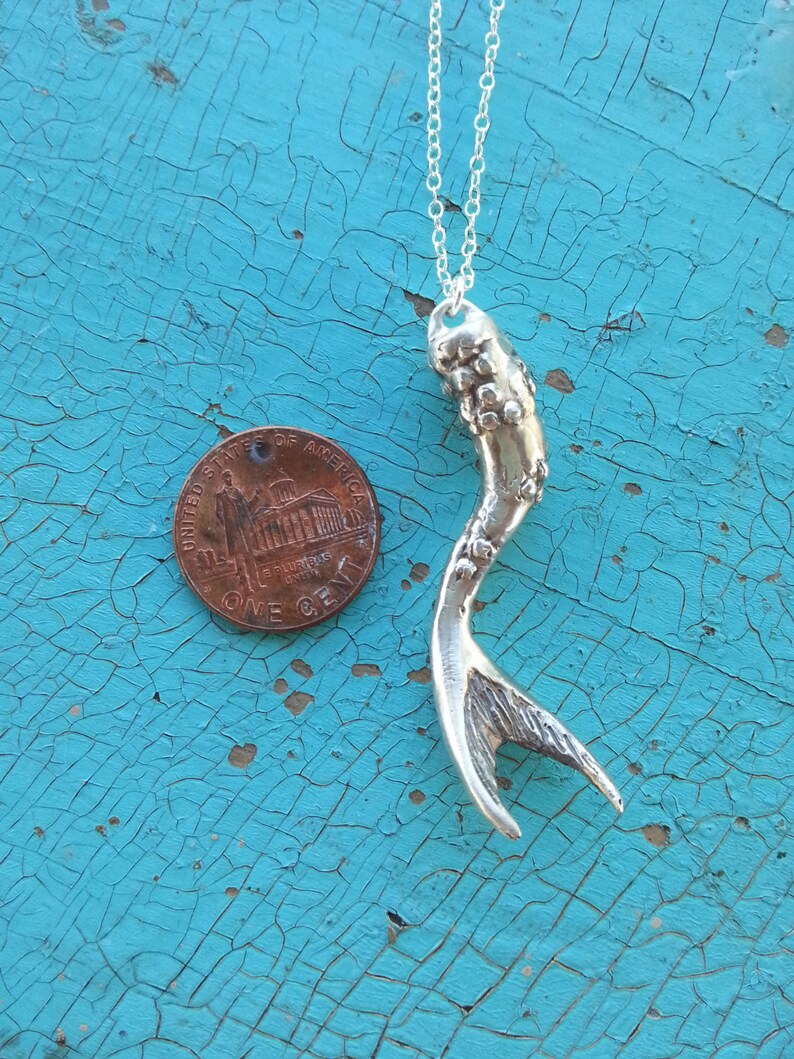 Large Sterling Silver Mermaid Tail Pendant Necklace Handmade - Etsy