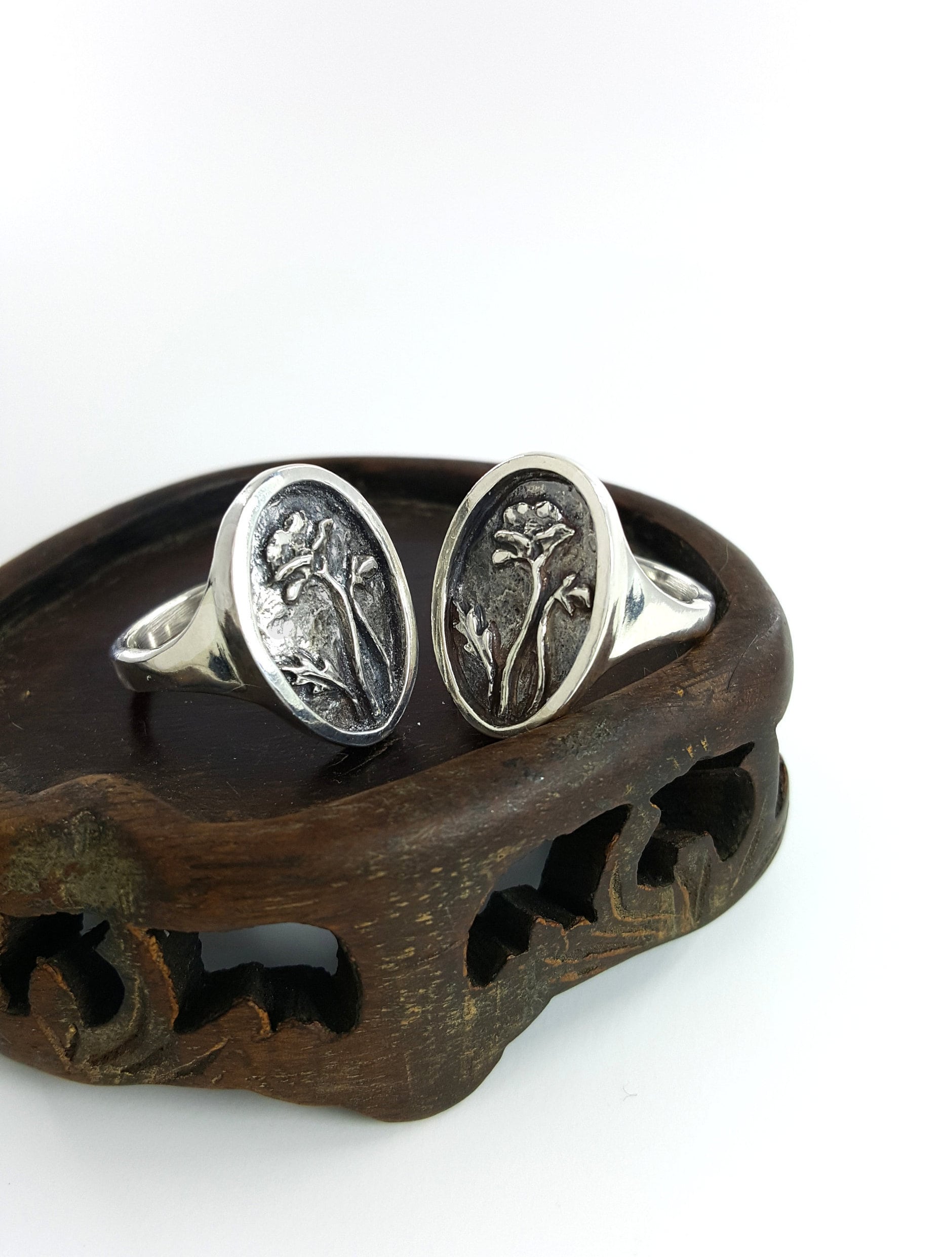 Poppy Shadowbox Ring in Sterling Silver Silver Poppy Ring | Etsy