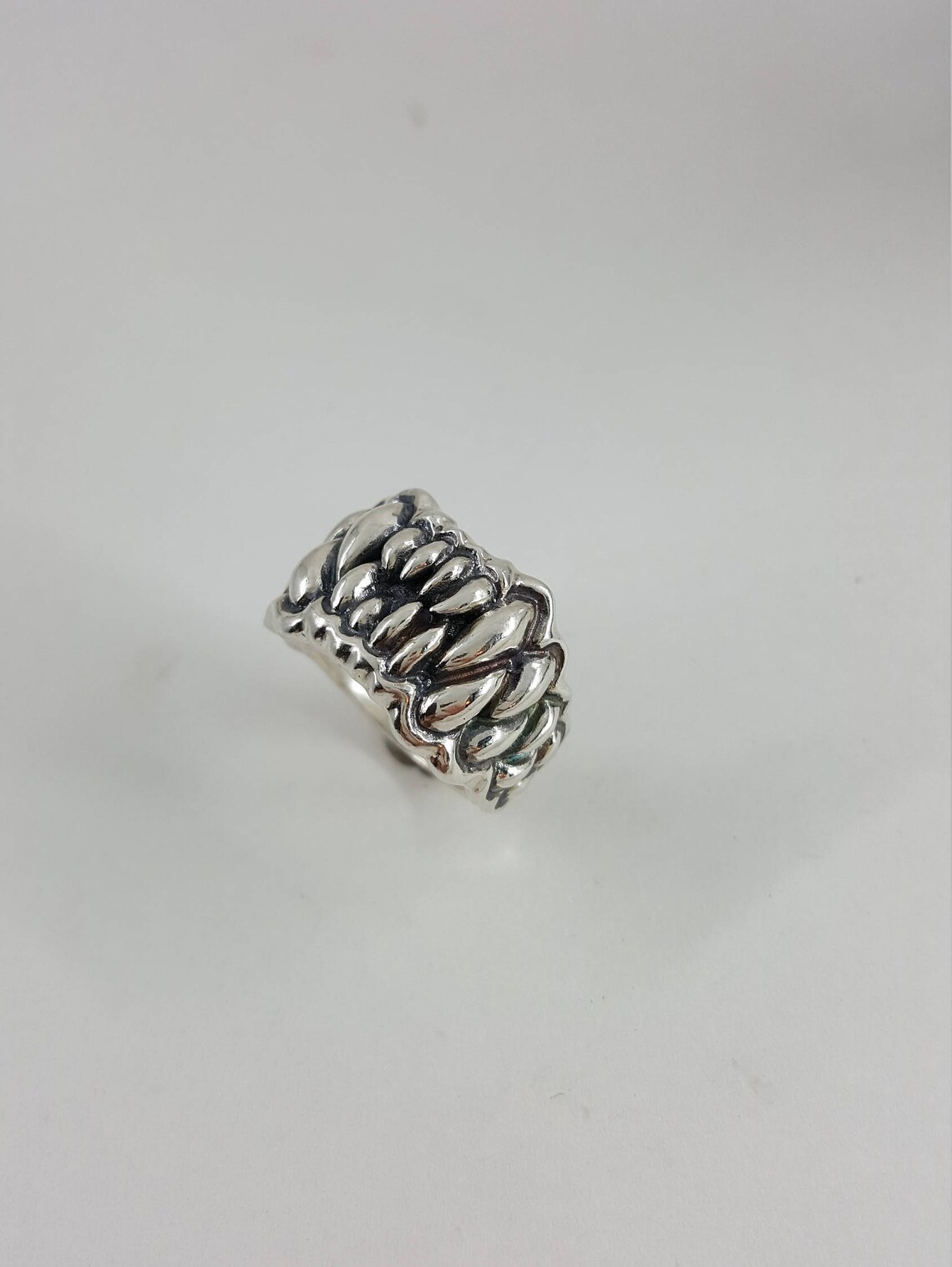 Snarling Teeth Ring in Sterling Silver Silver Fangs Ring | Etsy