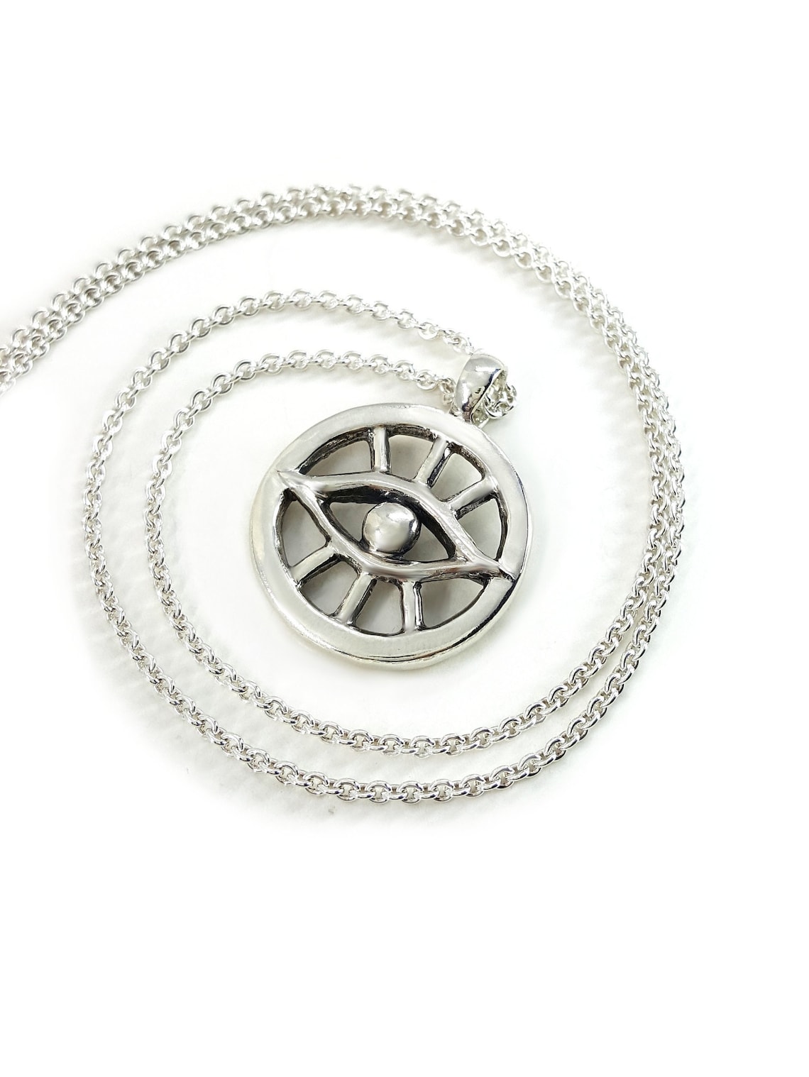 All Seeing Eye Necklace in Sterling Silver Silver Evil Eye - Etsy