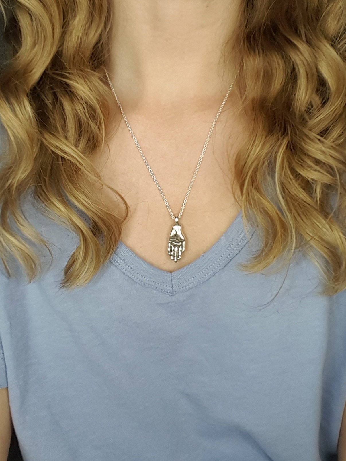 Open Hand Pendant in Sterling Silver Handmade Hand Necklace - Etsy