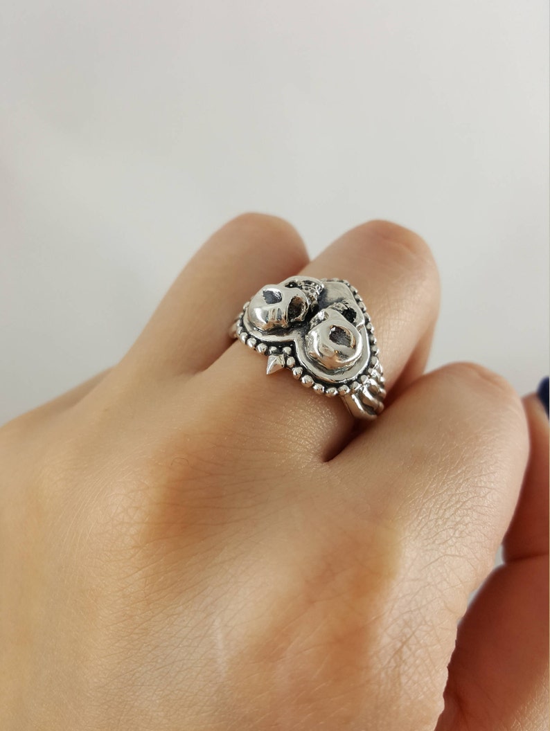 Eternal Love Skull Ring in Sterling Silver Silver Skull Heart | Etsy
