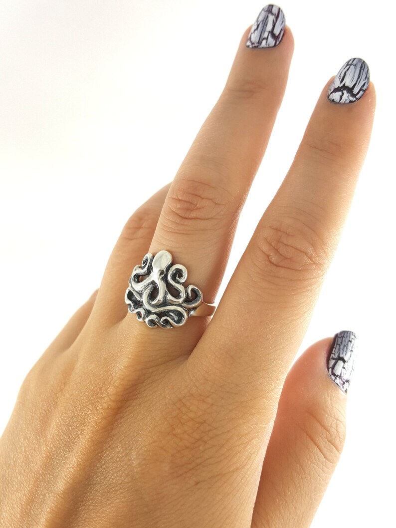Anillo de pulpo en plata de ley anillo de kraken de plata - Etsy España