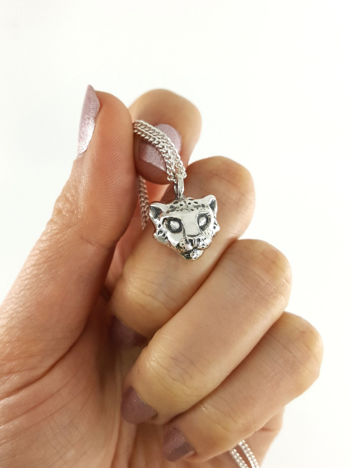 Leopard Necklace in Sterling Silver Silver Leopard Charm - Etsy