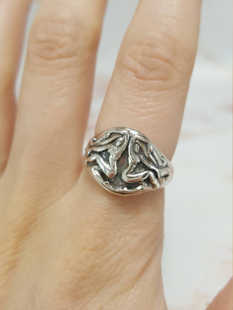 Gemini Ring in Sterling Silver Silver Gemini Ring Gemini - Etsy