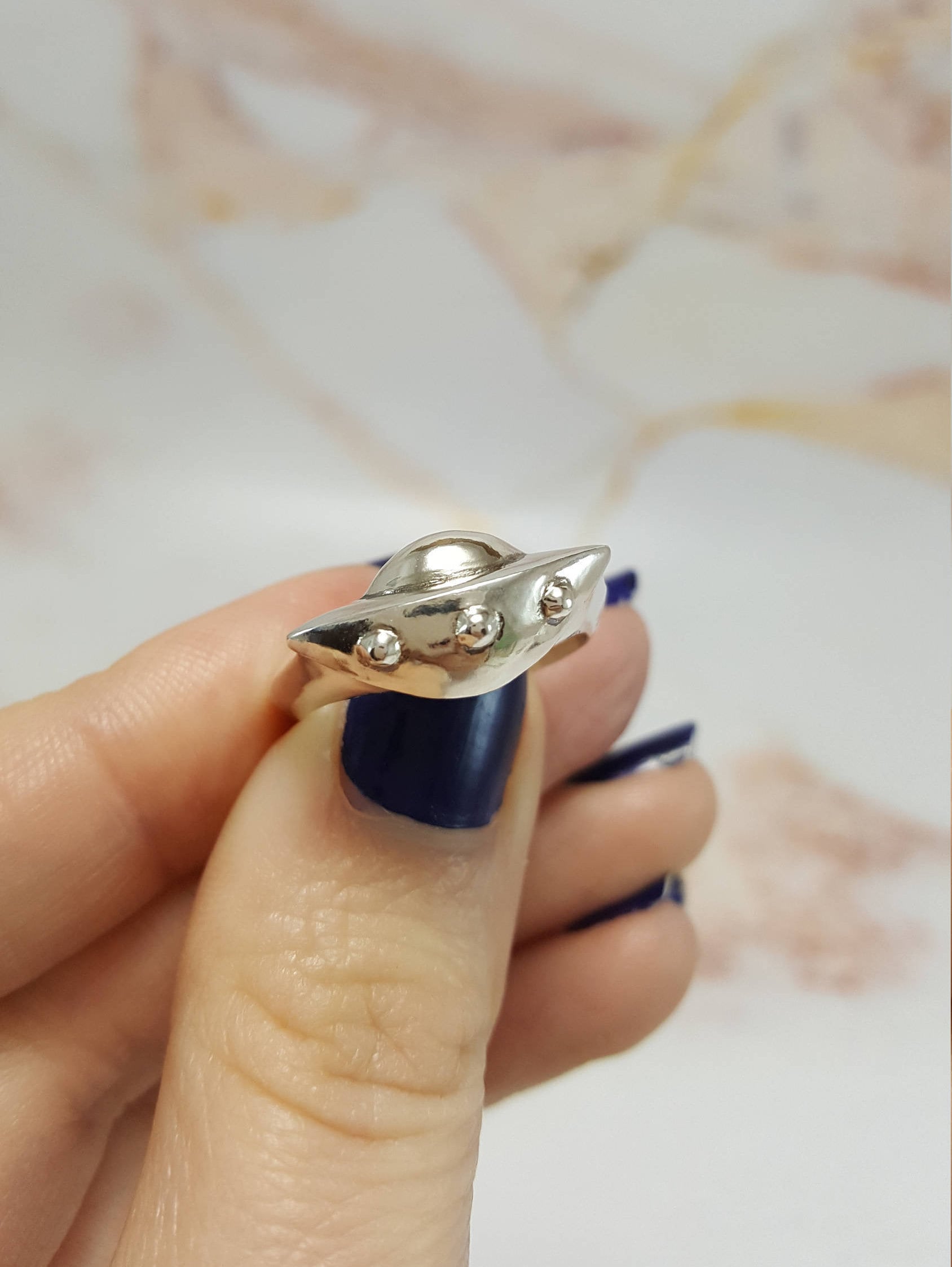 UFO Ring in Sterling Silver Silver UFO Ring Silver Flying | Etsy